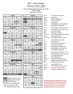 Naperville Community Unit School District No. 203 Calendar 2023-2024 ...